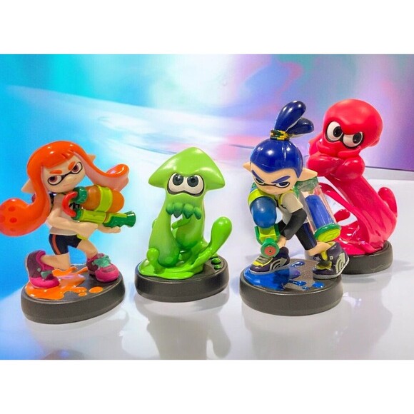 Nintendo | Other | 4 Splatoon Amiibos Inkling Green Squid Pink Octopus ...